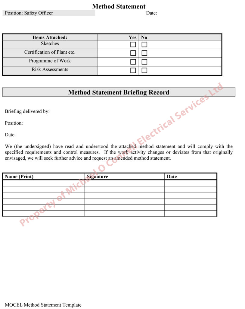 Template Method Statement - O Connell Electrical